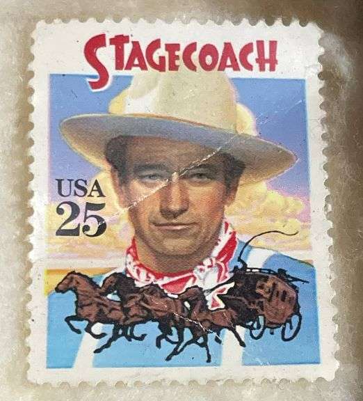 USA 25¢ Stagecoach Postage Stamp Featuring Cowboy Illustration ...