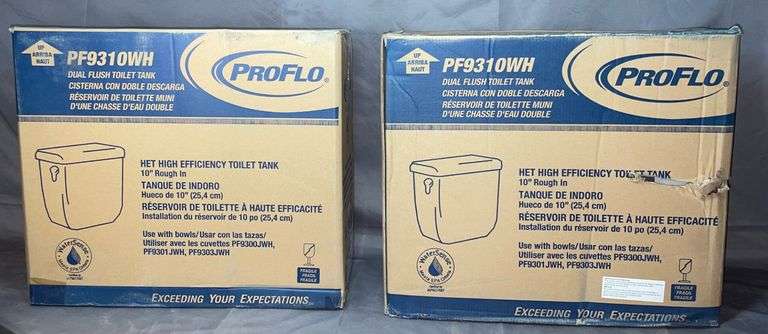 2 Sealed ProFlo PF9310WH Dual Flush Toilet Tanks in White - Metzger ...