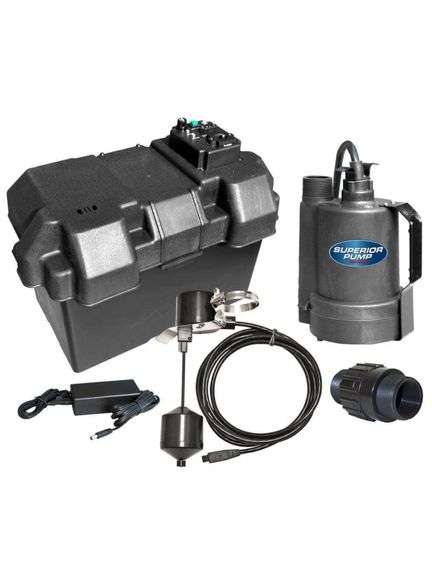 SUPERIOR PUMP - 12-Volt Submersible Emergency Battery Backup Sump Pump ...