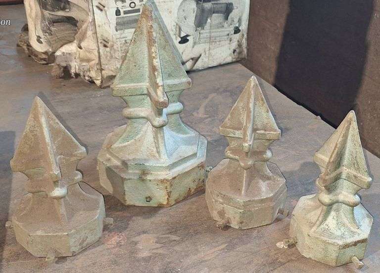 Cast Iron Architectural Finials with Patinated Finish (1) 10in, (3) 8in ...