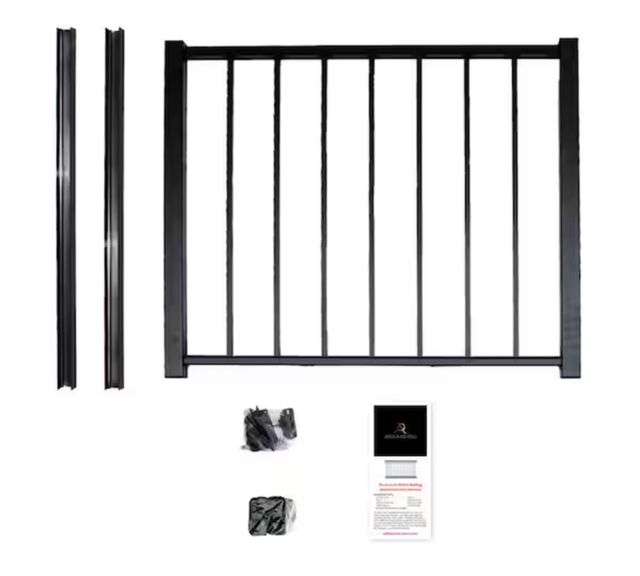 Aria Railing 40 in. x 36 in. Black Powder Coated Aluminum Preassembled ...