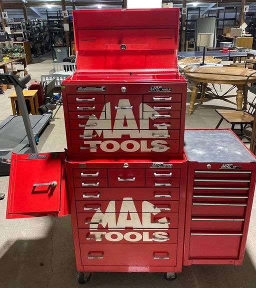Mac Tools Red Metal Rolling Tool Chest with Multiple Drawers, 56”x18”x7 ...