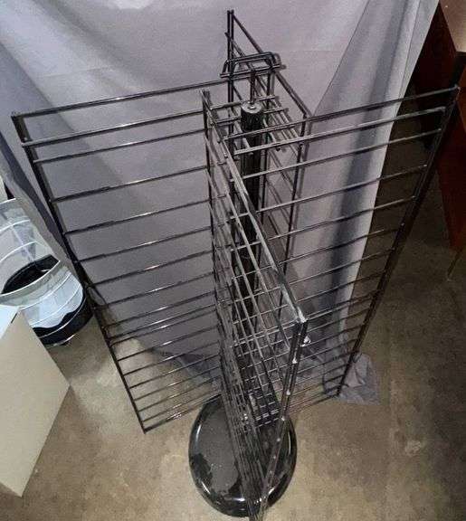 Metal Rotating Display Rack With Wire Grids and Weighted Base - Metzger ...