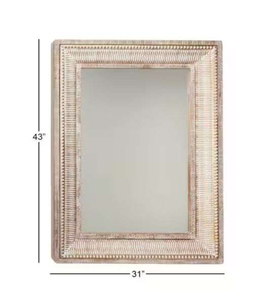 Litton Lane 43 in. x 31 in. Intricately Carved Rectangle Framed Brown ...
