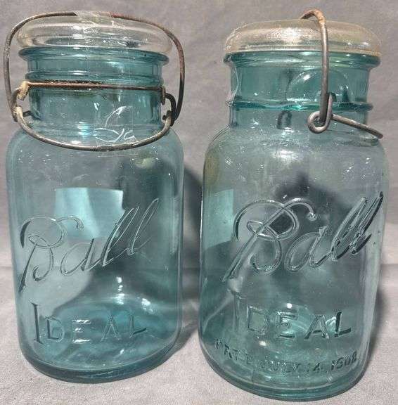 Two Ball Ideal Glass Jars with Wire Bail Lids, 7.5″ Height - Metzger ...