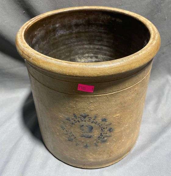 Salt Glazed Stoneware Crock with Number 2 Floral Design - Metzger ...