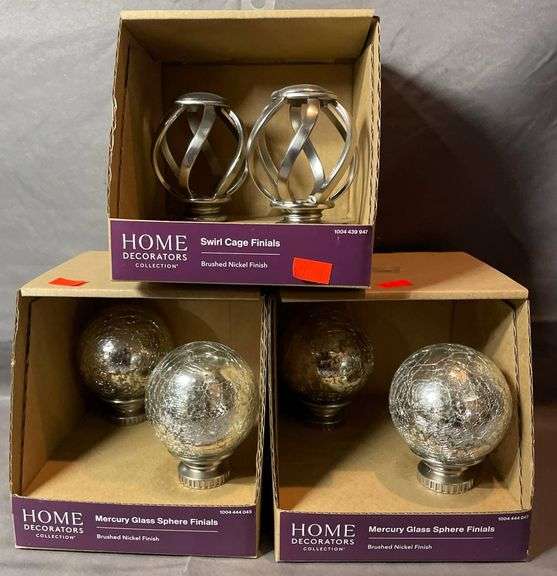 Home Decorators Collection Swirl Cage and Mercury Glass Sphere Finials ...