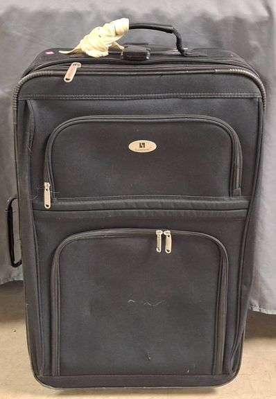 Black Soft-Sided Rolling Suitcase with Multiple Compartments - Metzger ...