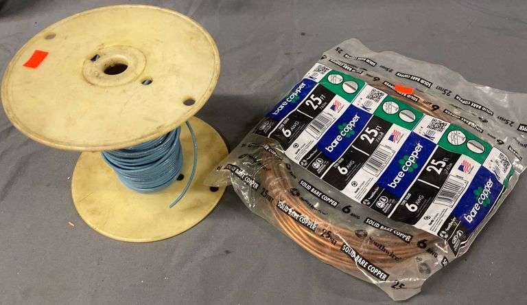 Spool of Blue Wire and Pack of Bare Copper Solid Wires - Metzger ...