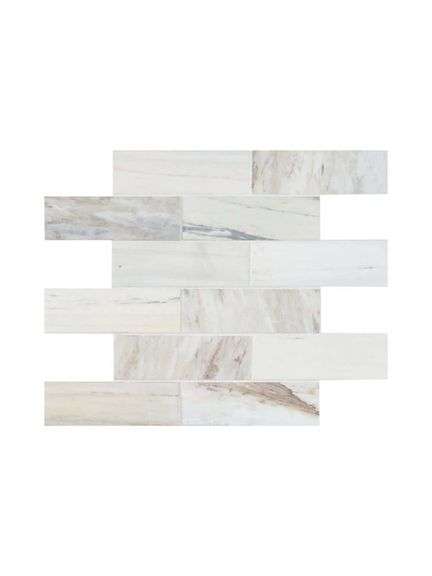 MSI - Angora Subway 12 in. x 12 in. Polished Marble Mesh-Mounted Mosaic ...