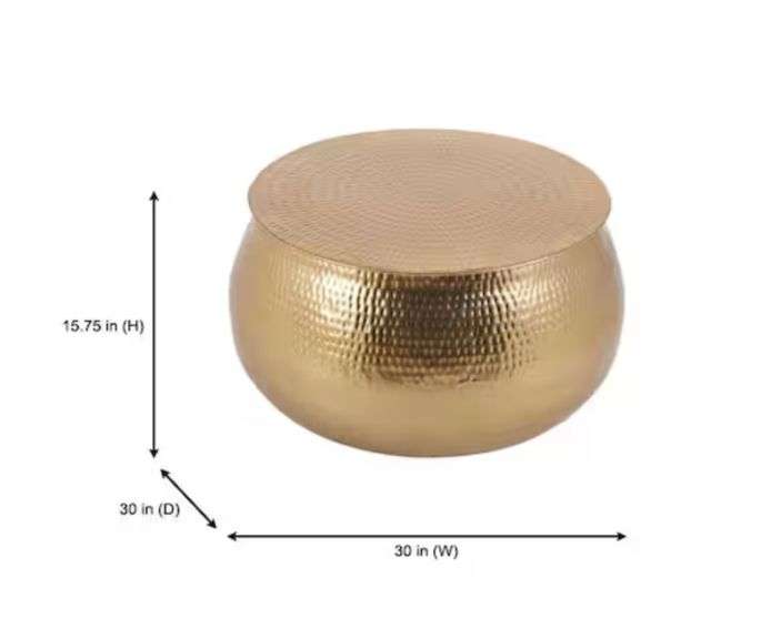 Home Decorators Collection Calluna 30 in. Gold Round Metal Coffee Table ...