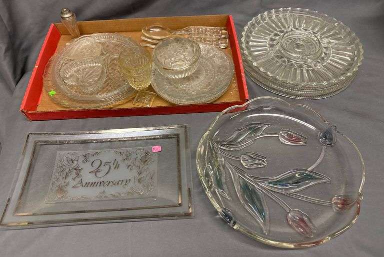 Clear and Decorative Glass Tableware Including Plates, Trays, and ...