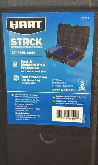 HART Stack System Tool Box with Small Blue Organizer & Dividers, Fits ...