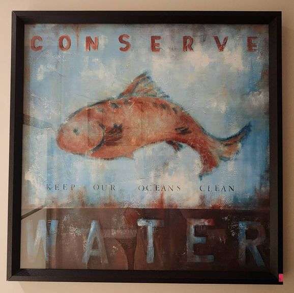Framed Artwork Featuring a Fish and Water Conservation Theme - Metzger ...