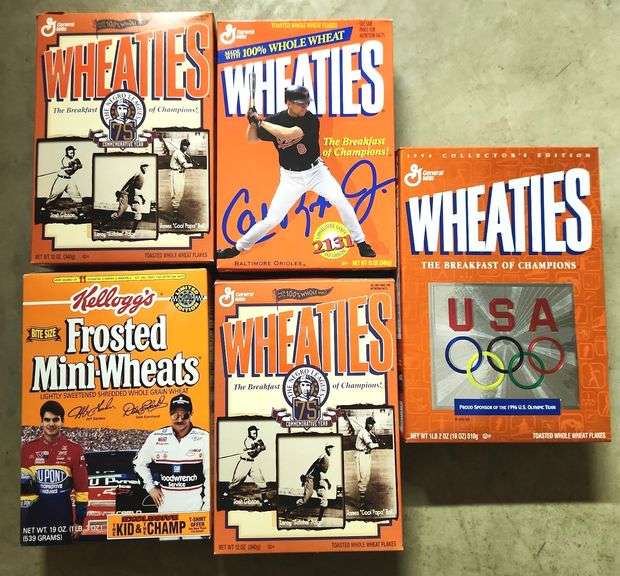 5 - Frosted Mini Wheat & Wheaties Cereal Boxes with baseball, NASCAR ...