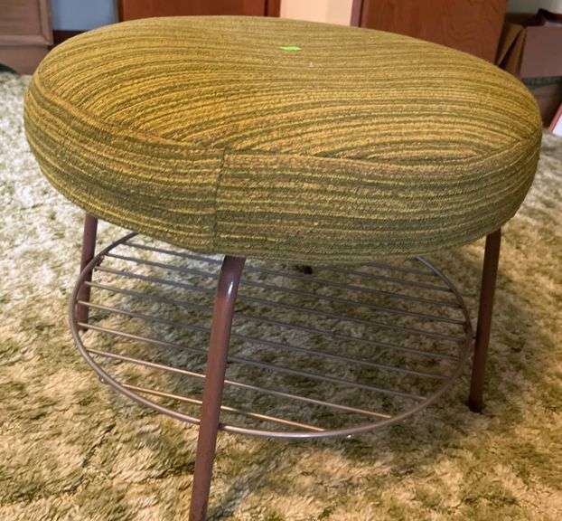 Round Upholstered Footstool with Metal Base - Metzger Property Services ...