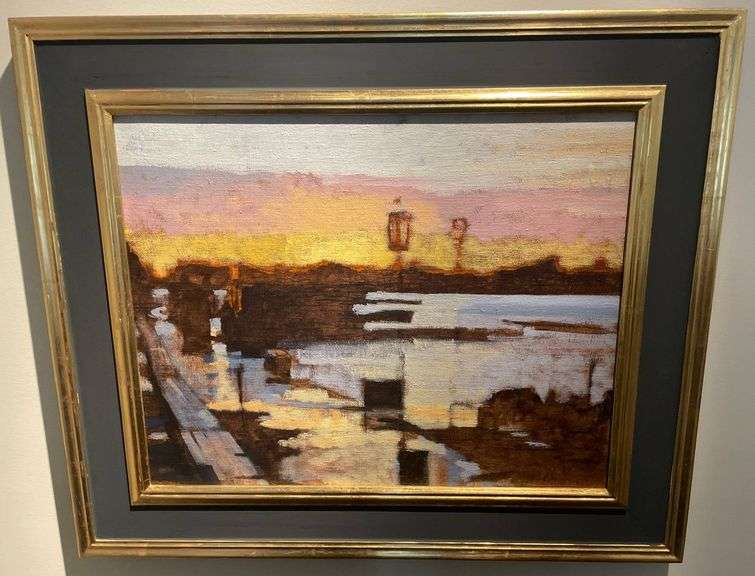 Framed Textured Landscape Artwork with Sunset Scene - Metzger Property ...