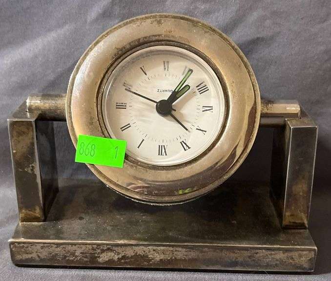 Silver-Tone Desk Clock with Roman Numerals - Metzger Property Services, LLC