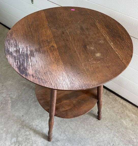 Round Two-Tier Side Table with Turned Legs - Metzger Property Services, LLC