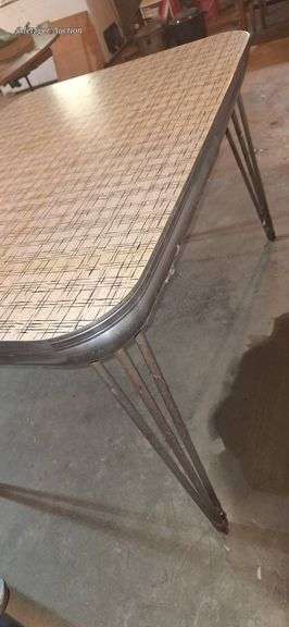 Metal-Frame Table with Laminate Top and Hairpin Legs - Metzger Property ...