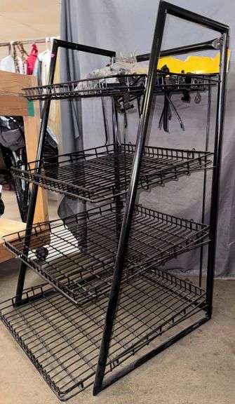 Four-Tier Black Metal Wire Display Rack - Metzger Property Services, LLC