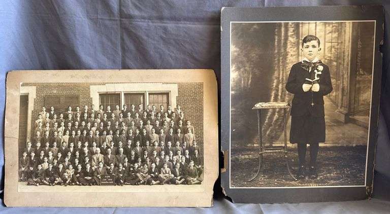 Two Black-and-White Photographs: Class Portrait and Formal Portrait ...