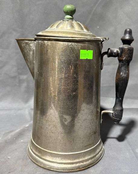Rome MFG. Co. Metal Pitcher with Hinged Lid and Wood Handle 8×9 ...