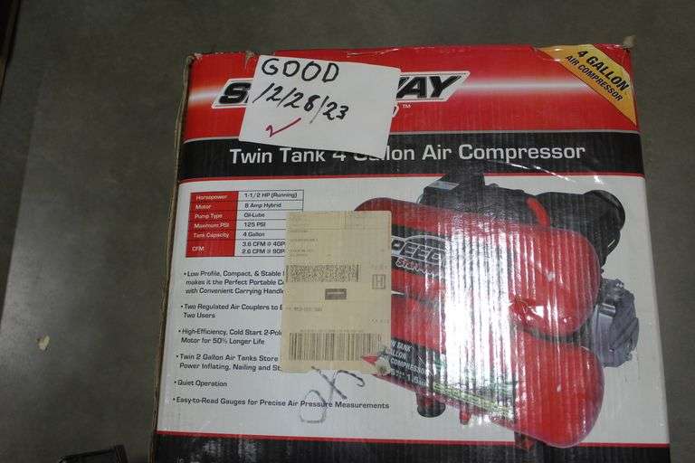SPEEDWAY - Speedway Twin Tank 4 Gallon Air Compressor - Metzger ...