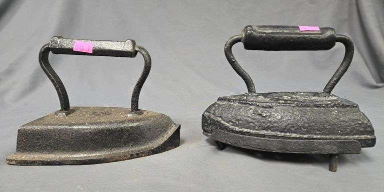 Two Cast Iron Sad Irons with Trivets - Metzger Property Services, LLC