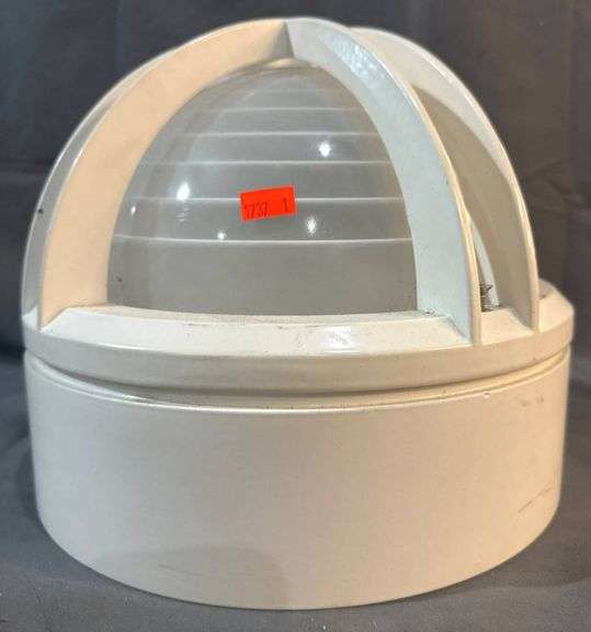 Flush-Mount Dome Light Fixture with Metal Cage and Frosted Glass ...