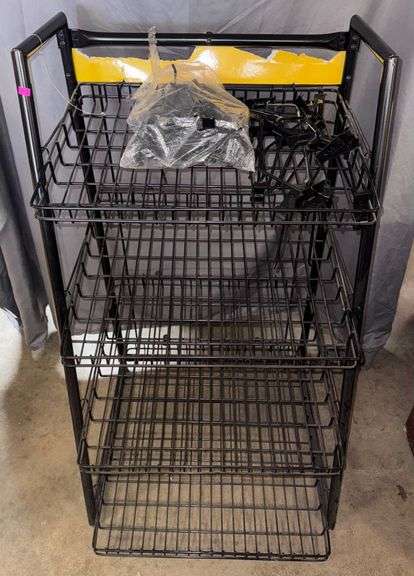 Four-Tier Black Metal Wire Display Rack - Metzger Property Services, LLC