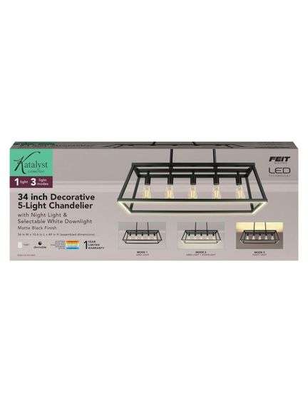 FEIT ELECTRIC - Katalyst 60-Watt 5-Light Matte Black Modern Adjustable ...