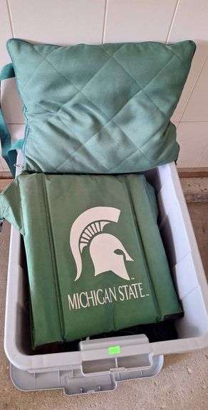 Plastic Bin Containing Michigan State Themed Items and Miscellaneous ...