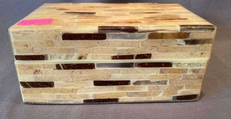 Rectangular Hinged Box with Mosaic Inlay and Velvet Interior - Metzger ...