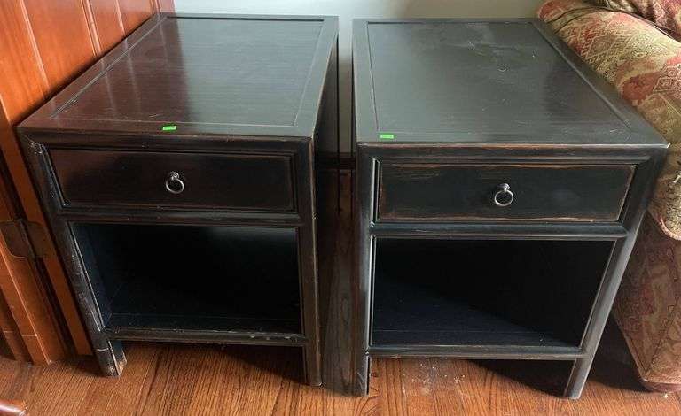 2 Ethan Allen Side Tables with Single Drawer and Open Shelf 27”x19”x24 ...