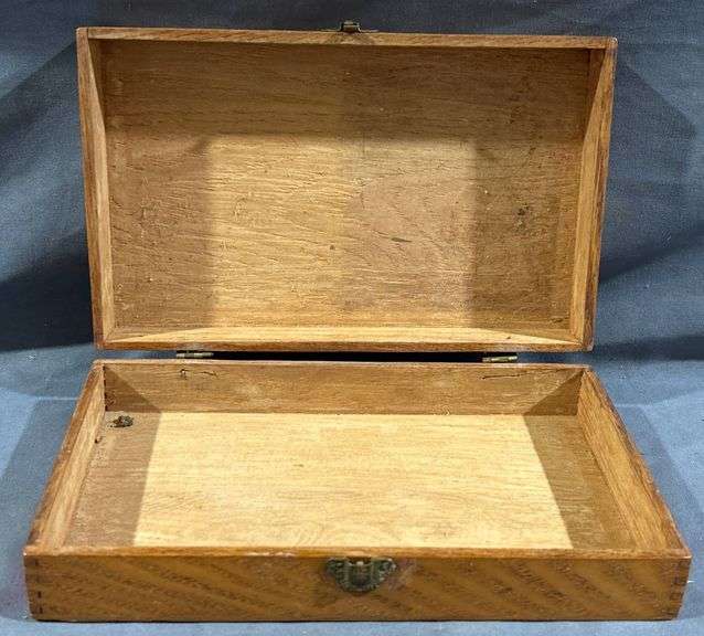 Two Wood Rectangular Hinged Boxes With Metal Closures - Metzger ...