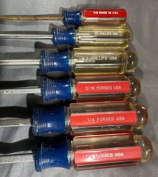 Six Screwdrivers with Clear and Blue Handles, Made in USA - Metzger ...