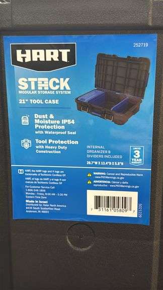 HART Stack System Tool Box with Small Blue Organizer & Dividers, Fits ...