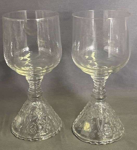 12 Clear Glass Goblets with Textured Bases in Varying Sizes - Metzger ...