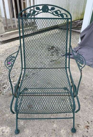 Metal Mesh Rocking Chair With Floral Backrest and Armrest Details 16 ...