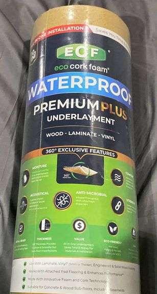 Eco Cork Foam Waterproof Premium Plus Underlayment Roll (36 in x 25 ft ...