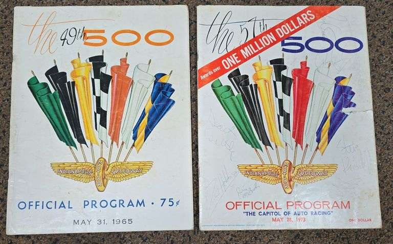 1965 and 1973 (Autographed) Indianapolis Motor Speedway Indy 500 ...