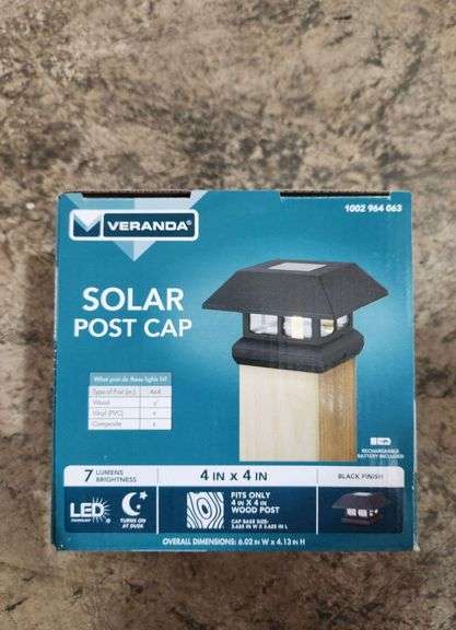 Veranda 4 in. x 4 in. (3.5 x 3.5 Post Size) 7 Lumens Black Plastic ...