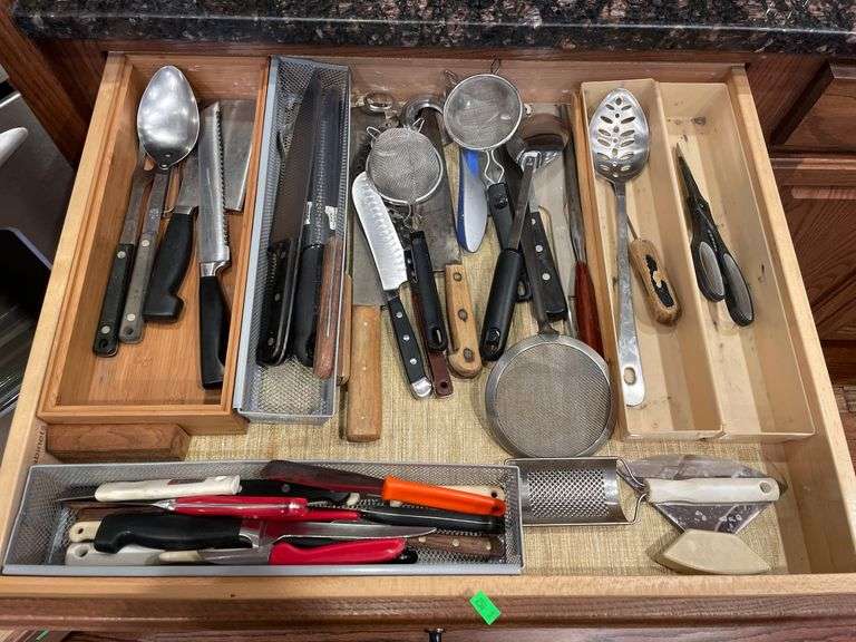 Kitchen Utensils and Knives with Various Blade Types and Handles ...