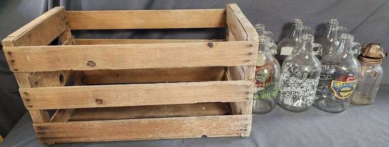 Slatted Crate with Assorted Glass Growlers and Mason Jar - Metzger ...