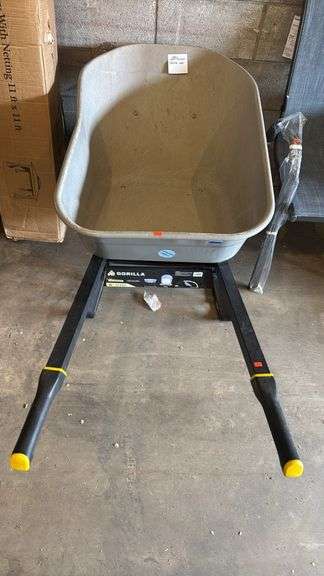 Gorilla 6 cu. ft. PRO Heavy-Duty Steel Tub Wheelbarrow, Steel Braces ...
