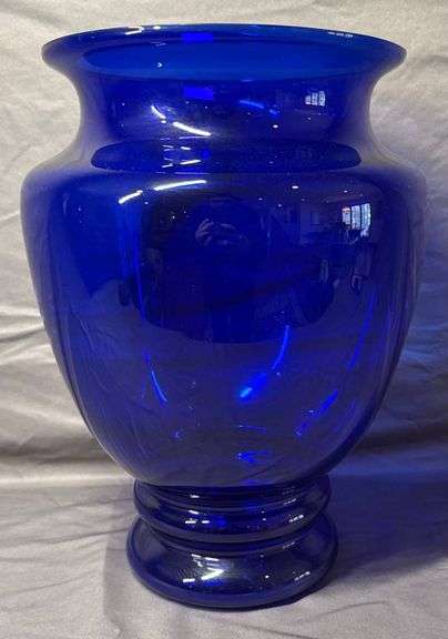 Cobalt Blue Glass Vase with Rounded Form, 12.5”x8” - Metzger Property ...