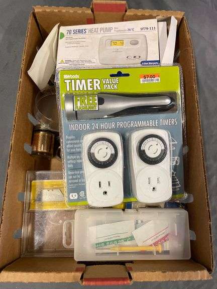 Programmable Timers with Flashlight, Emerson Thermostat and Assorted ...