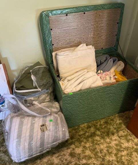 Quilted Storage Chest with Linens - Metzger Property Services, LLC