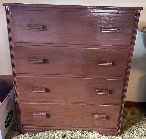 Brown Four-Drawer Chest with Rectangular Pulls - Metzger Property ...